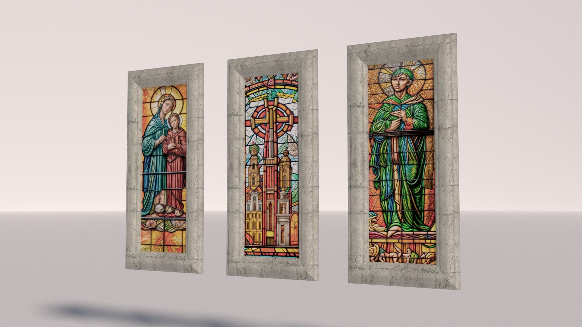 7 Types Of Church Stained Glass Windows 3D Model - TurboSquid 2372069