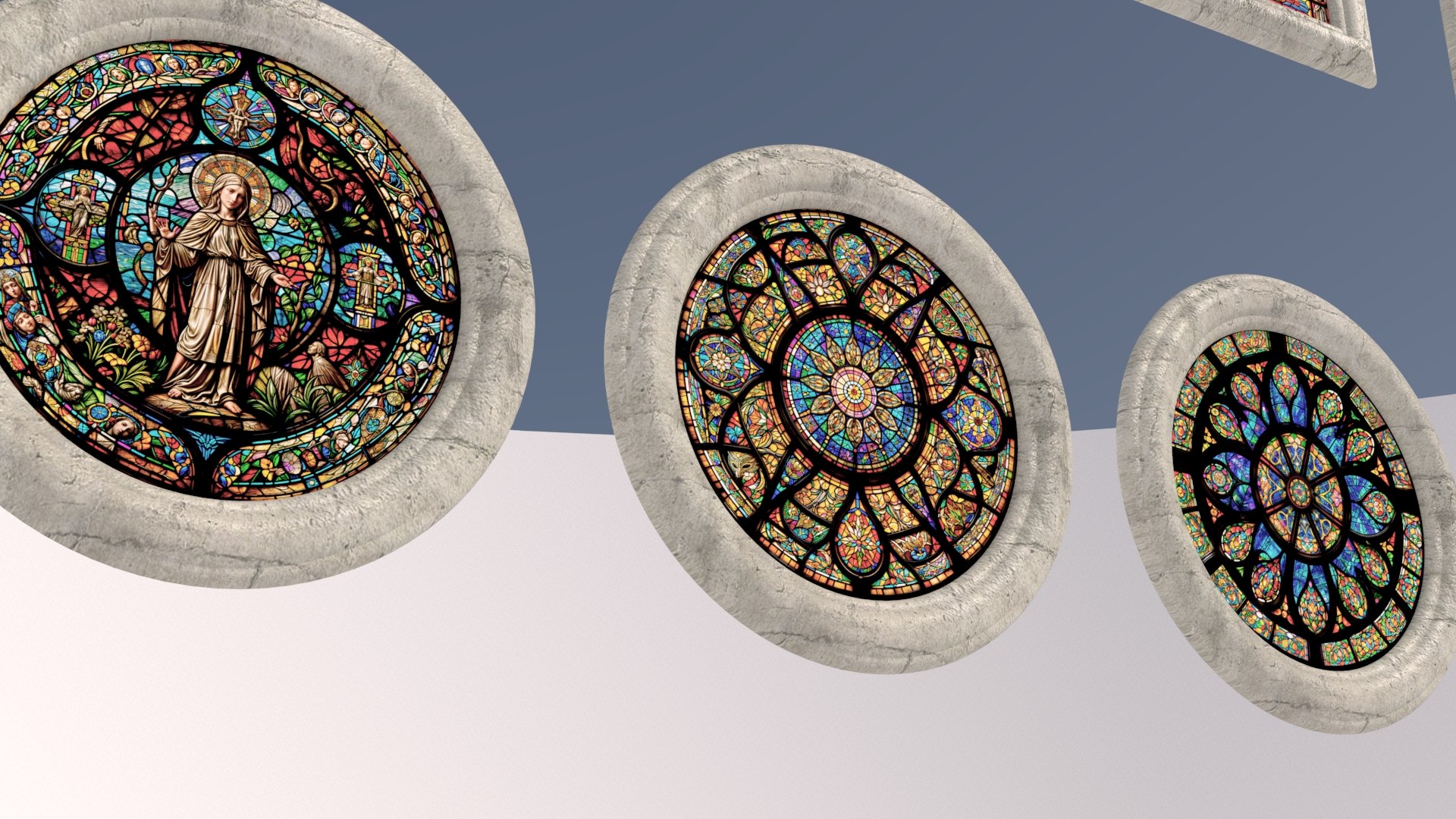 7 Types Of Church Stained Glass Windows 3D Model - TurboSquid 2372069