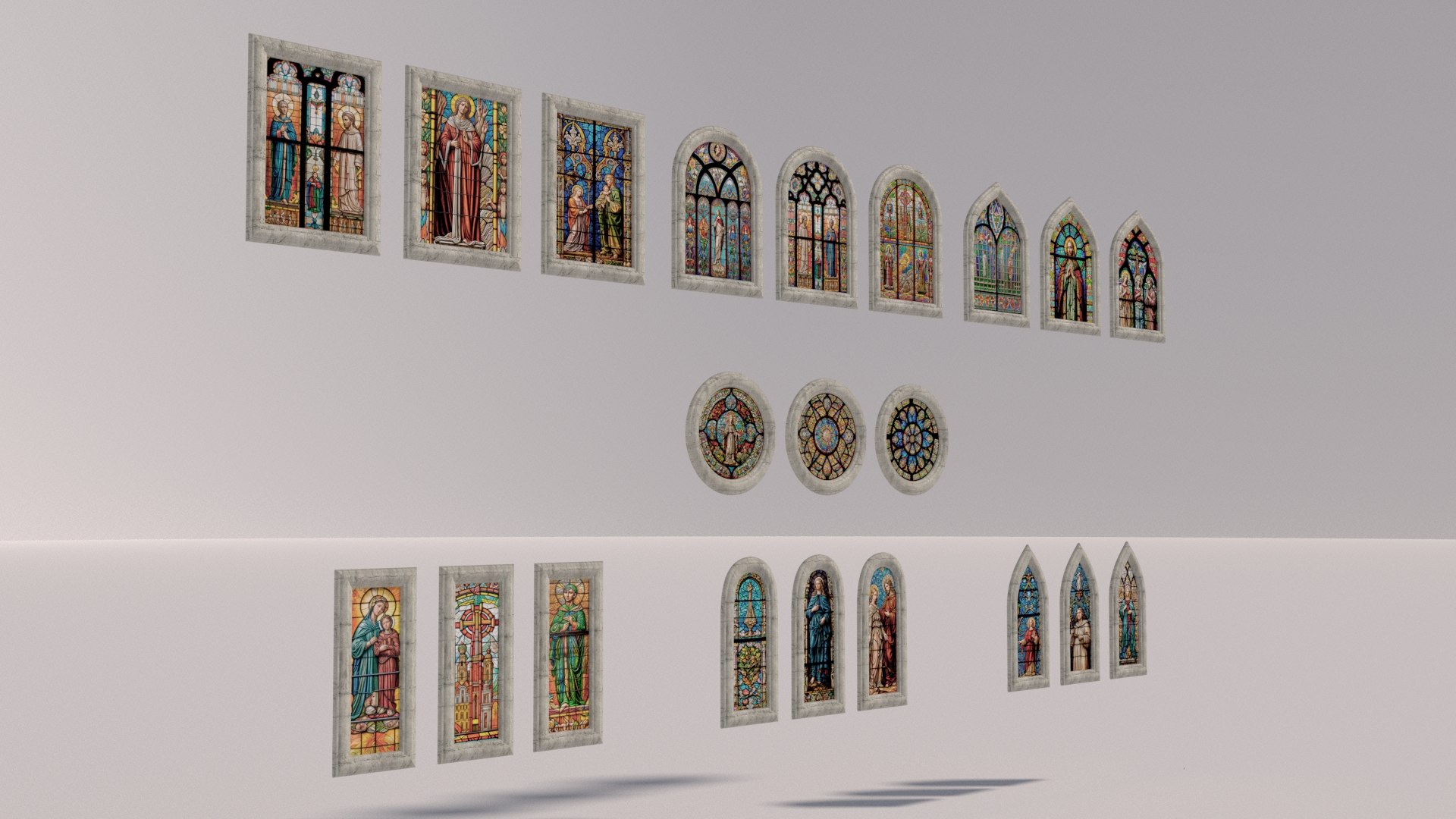 7 Types Of Church Stained Glass Windows 3D Model - TurboSquid 2372069