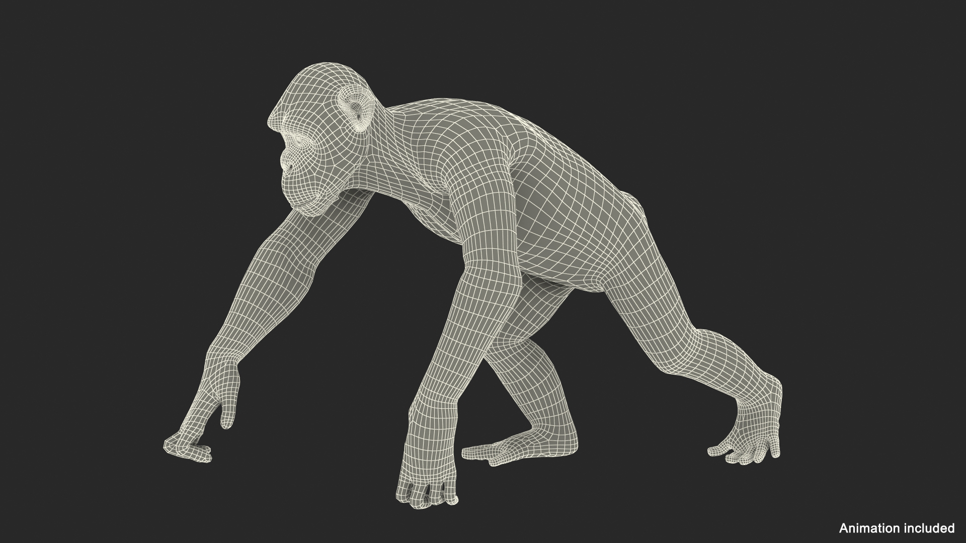 Chimpanzee Running Dark Skin 3D - TurboSquid 1435772