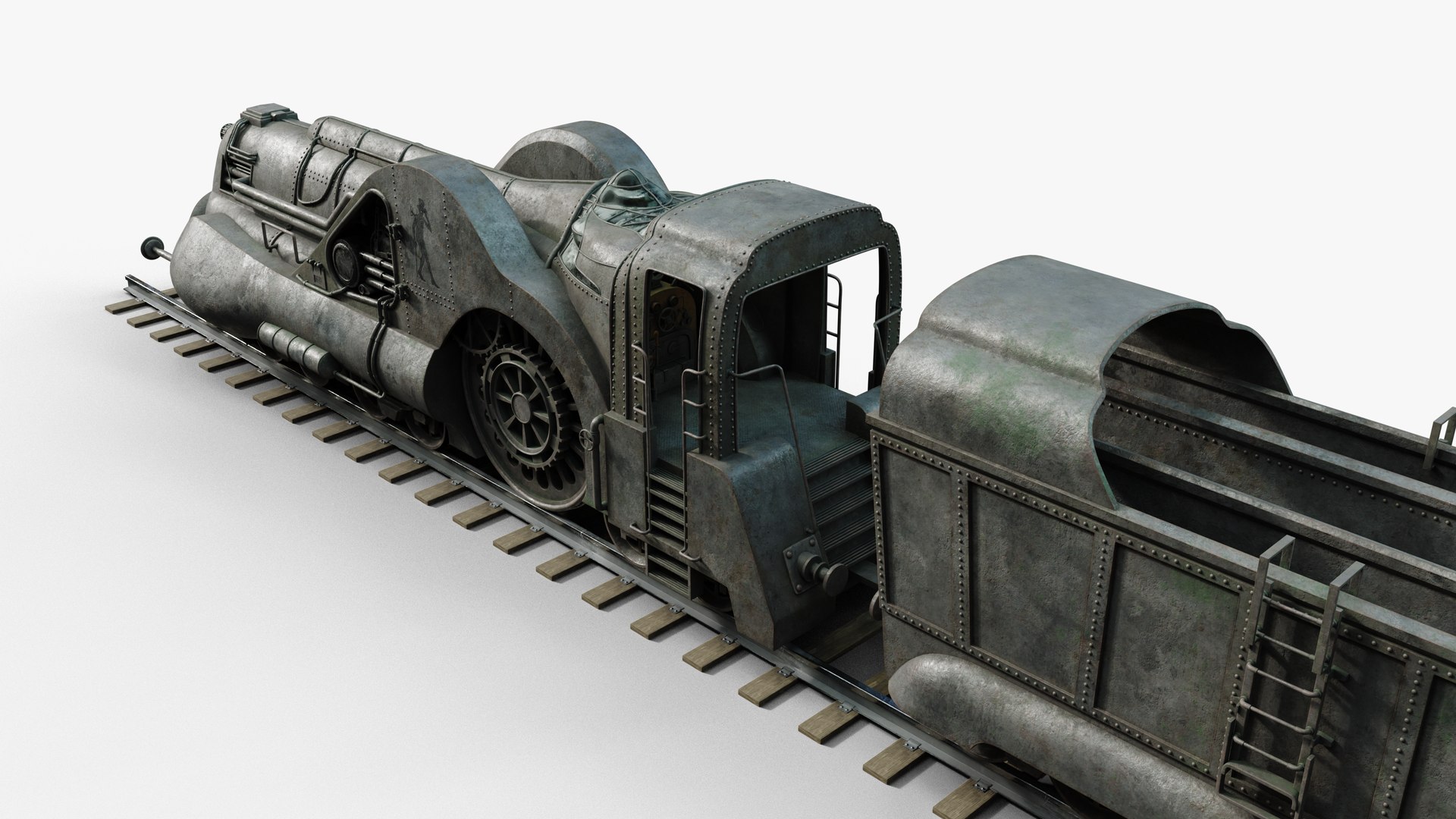 Steampunk Wind-up Train Model - TurboSquid 2148194