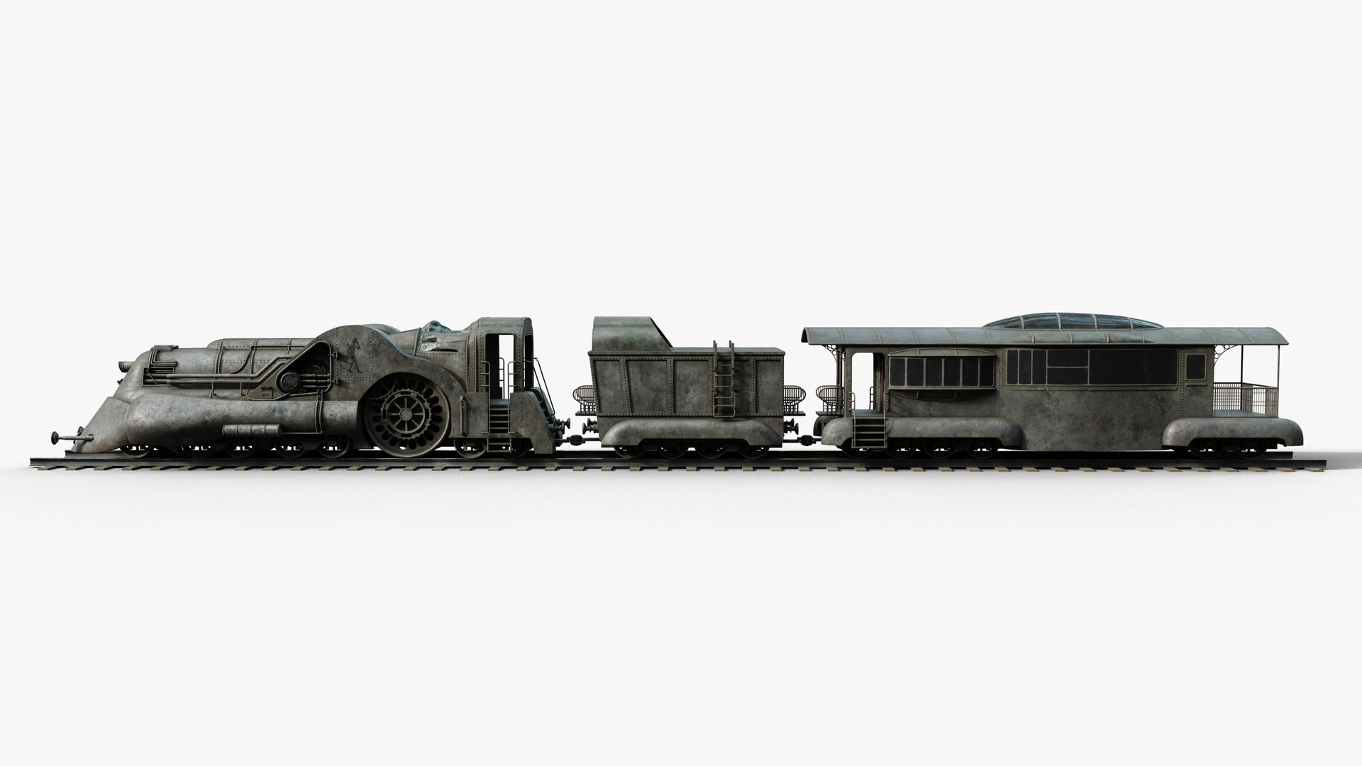 Steampunk wind-up Train model - TurboSquid 2148194