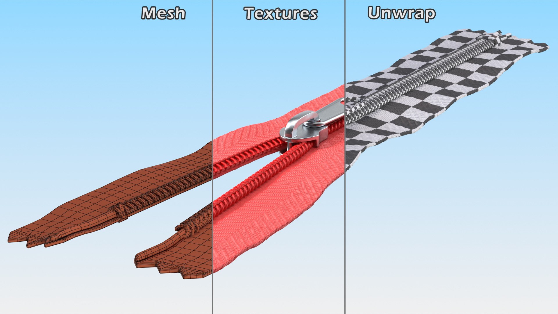 3D model Nylon Coil Closed End Zipper Red - TurboSquid 1808163