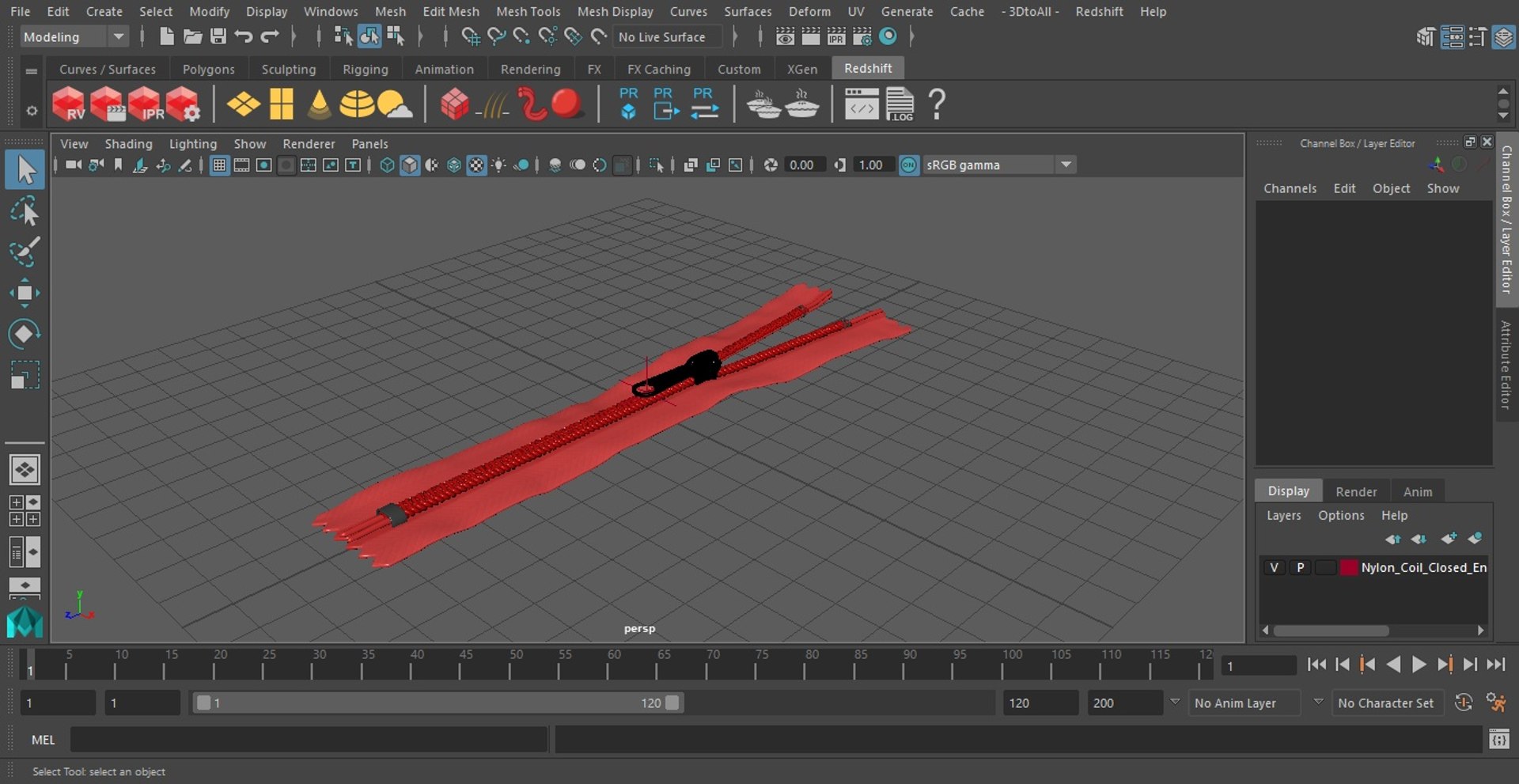 3D Model Nylon Coil Closed End Zipper Red - TurboSquid 1808163