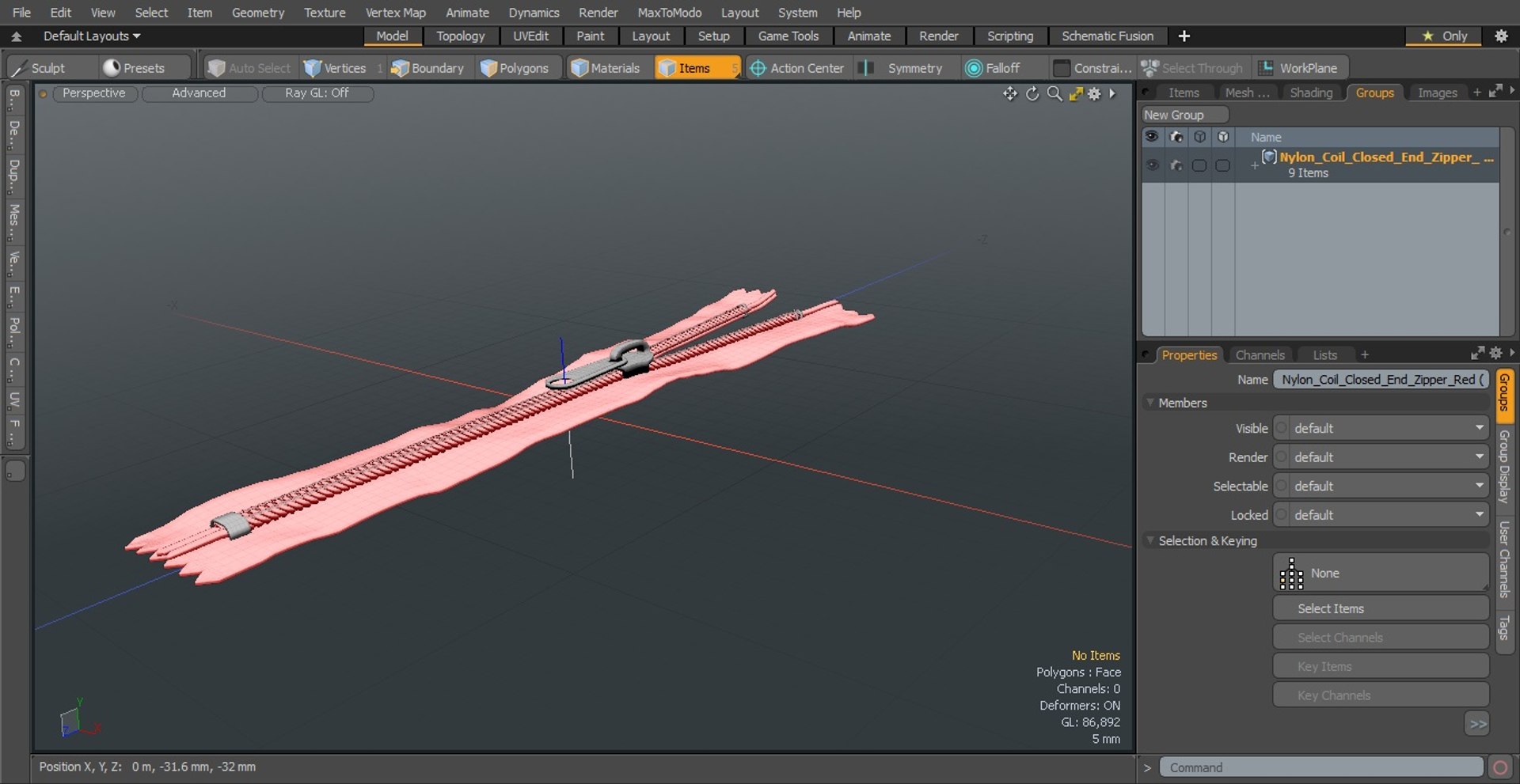 3D Model Nylon Coil Closed End Zipper Red - TurboSquid 1808163