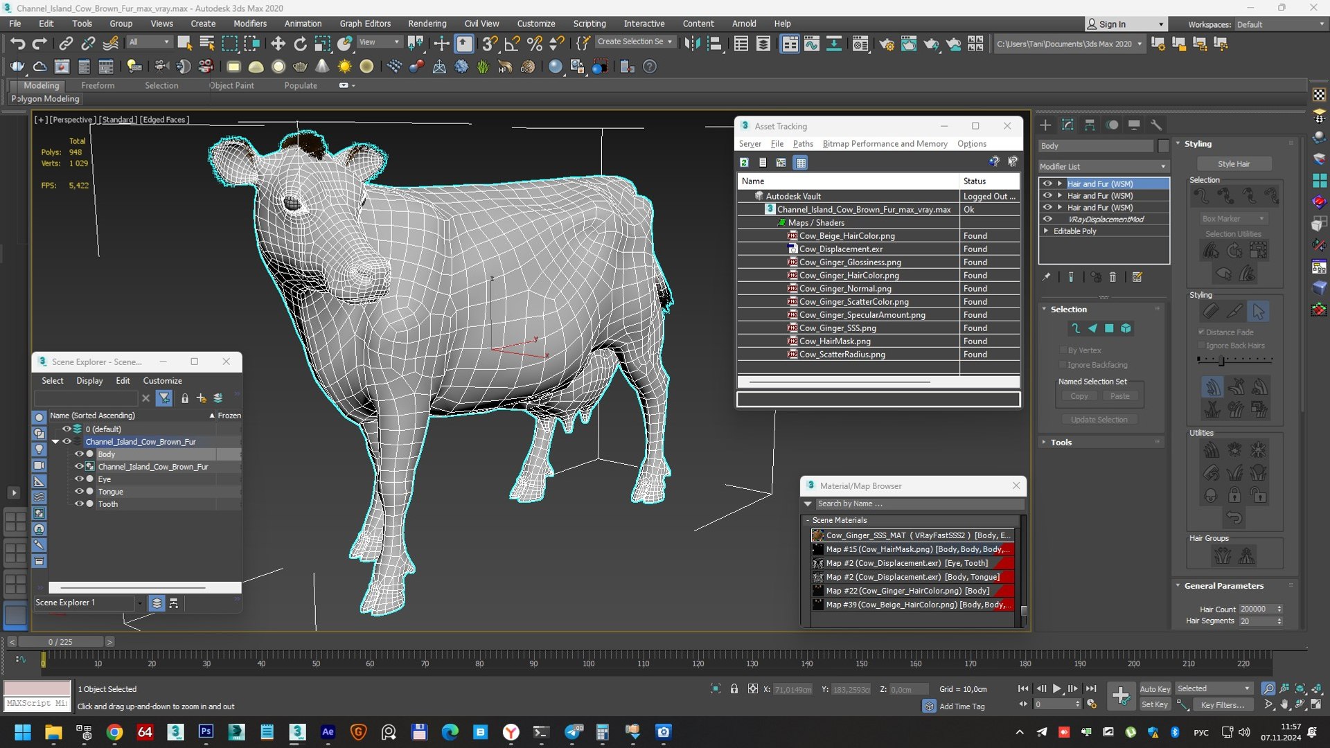 Channel Island Cow Brown Fur 3D Model - TurboSquid 2310812