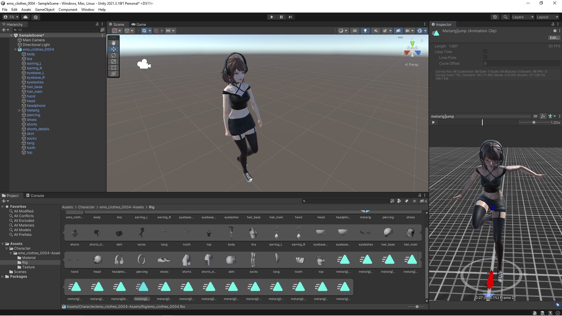 Emo Clothing 0004 - UE5 - Unity - Blender - Animated - Realistic Female Character 3D ...