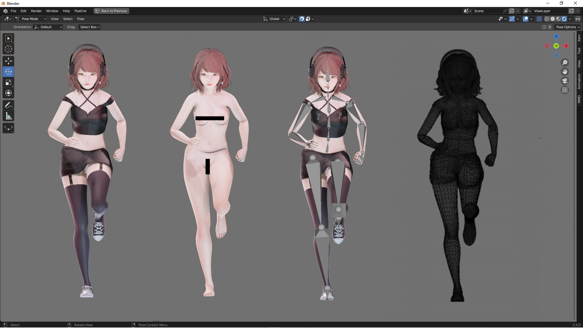 Emo Clothing 0004 - UE5 - Unity - Blender - Animated - Realistic Female Character 3D ...