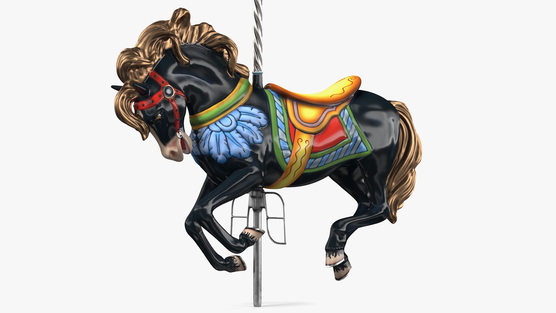 Carousel galloping horse black 3D model - TurboSquid 1604513