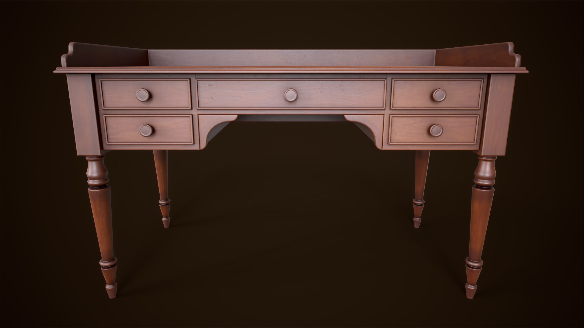 Vintage Writing Desk 3D Model - TurboSquid 2053225