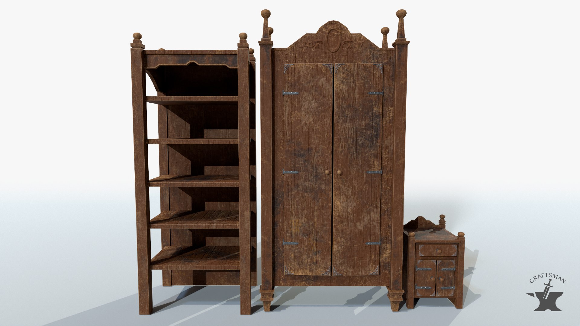 3D Medieval Furniture Props Pack - TurboSquid 2041822