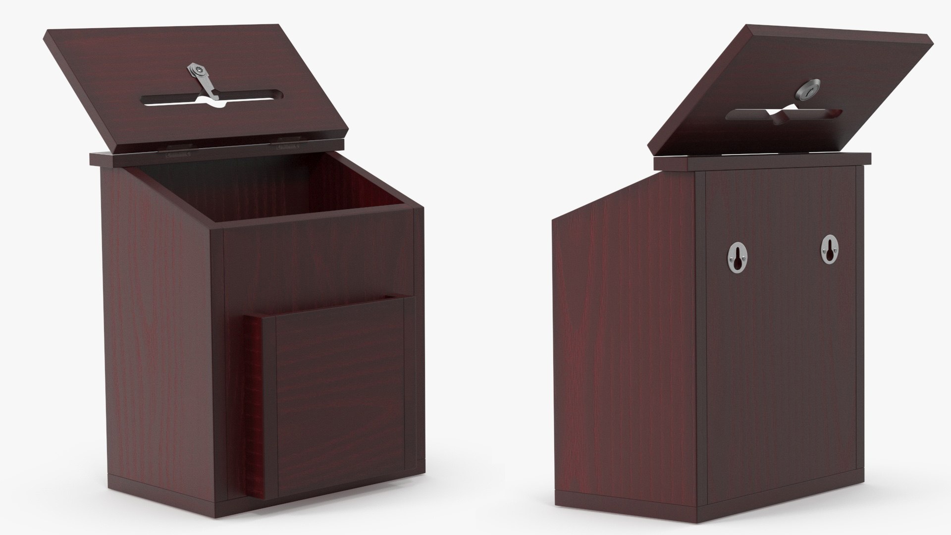 3D Red Wood Locking Suggestion Box With Card Model - TurboSquid 2209234