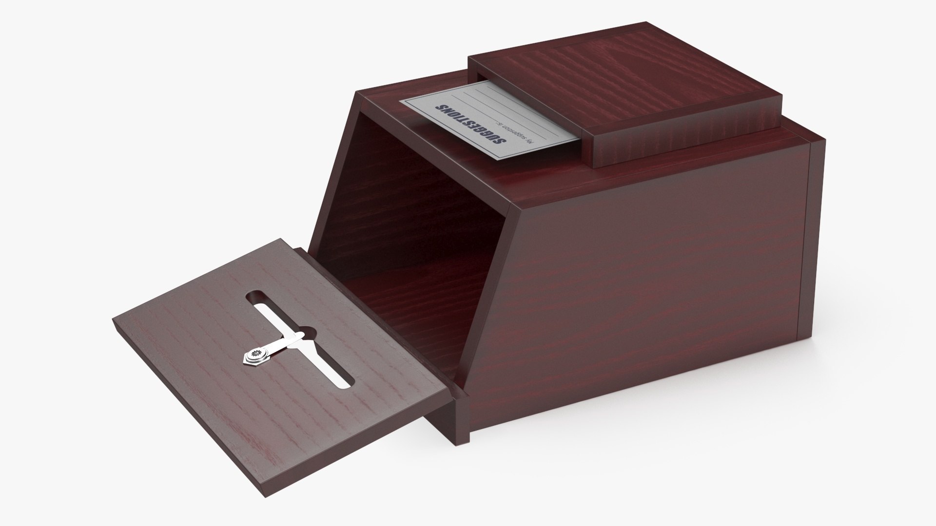 3D Red Wood Locking Suggestion Box With Card Model - TurboSquid 2209234