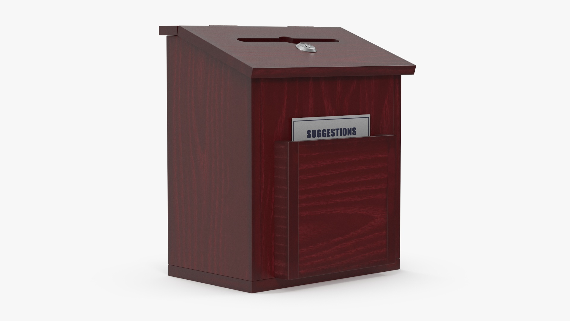 3D Red Wood Locking Suggestion Box With Card Model - TurboSquid 2209234
