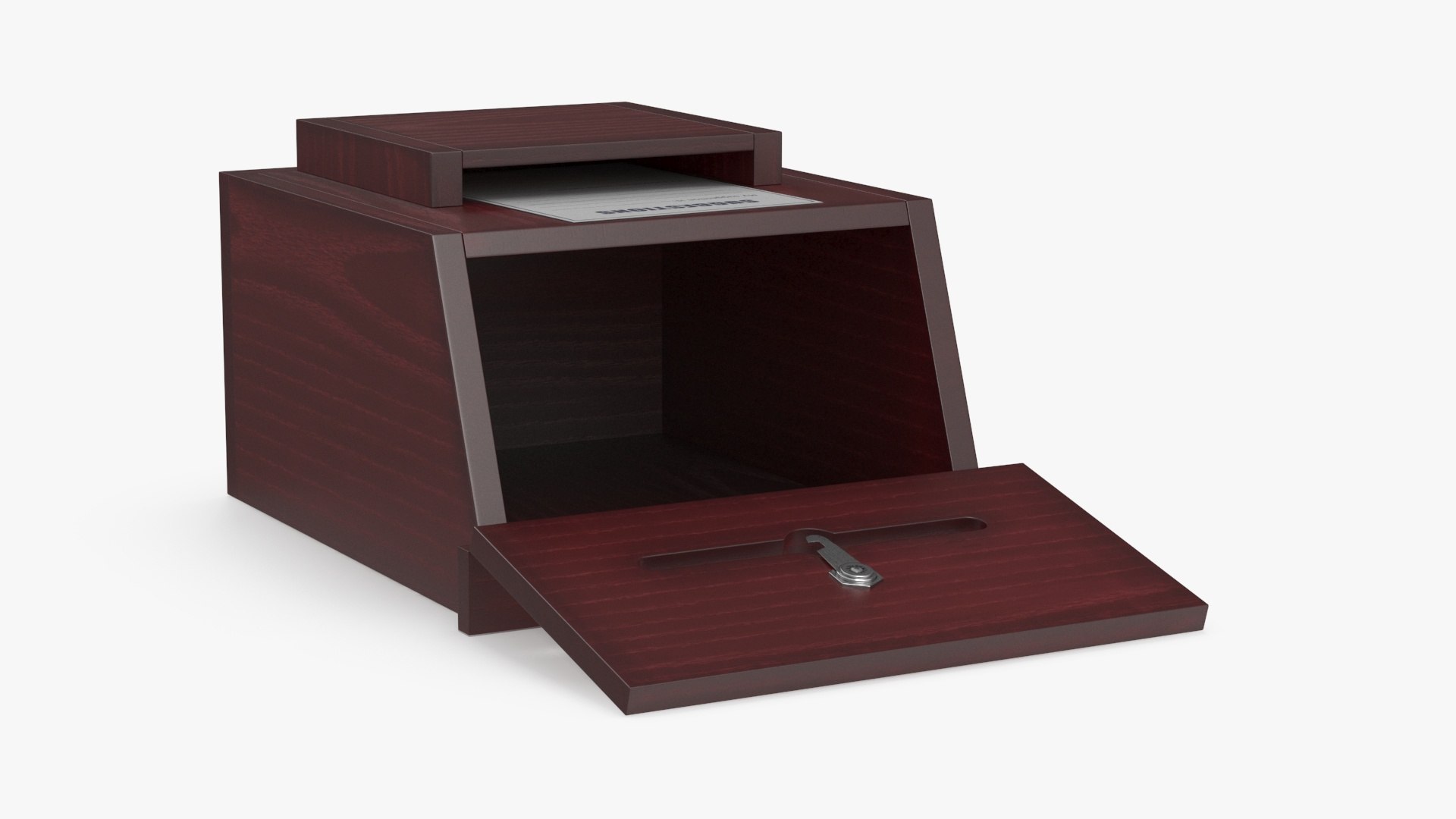 3D Red Wood Locking Suggestion Box With Card Model - TurboSquid 2209234