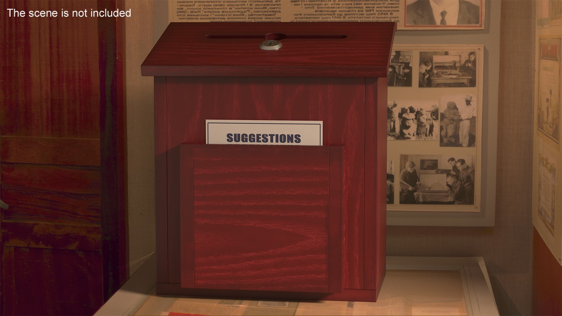 3D Red Wood Locking Suggestion Box With Card Model - TurboSquid 2209234