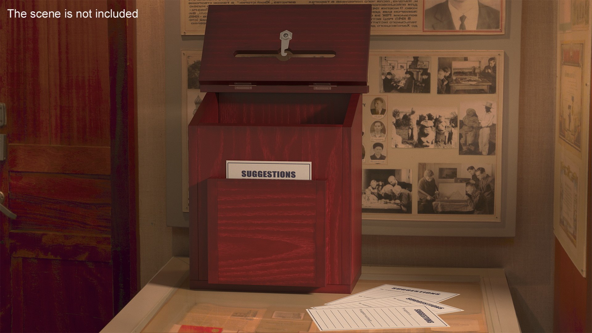 3D Red Wood Locking Suggestion Box With Card Model - TurboSquid 2209234