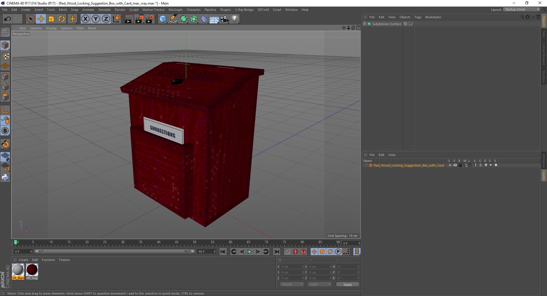 3D Red Wood Locking Suggestion Box With Card Model - TurboSquid 2209234