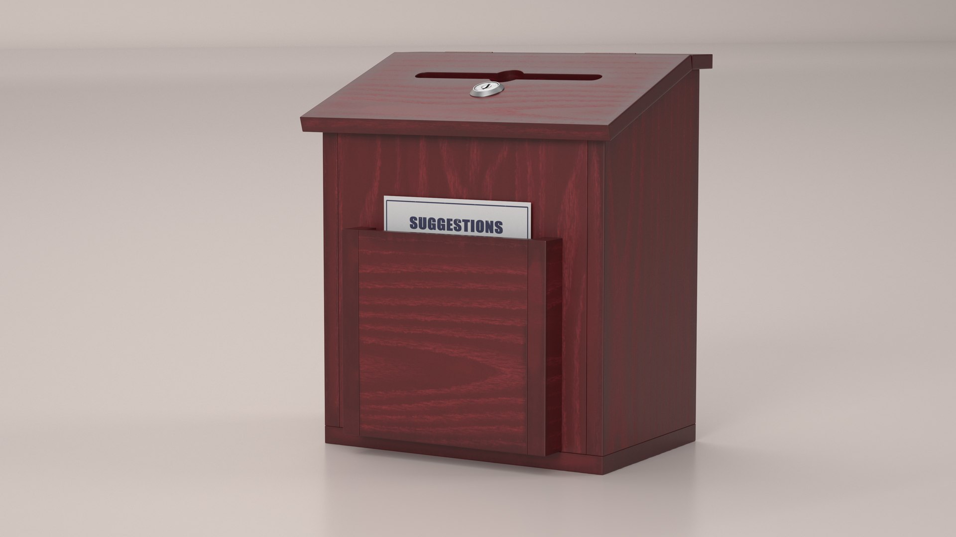 3D Red Wood Locking Suggestion Box With Card Model - TurboSquid 2209234