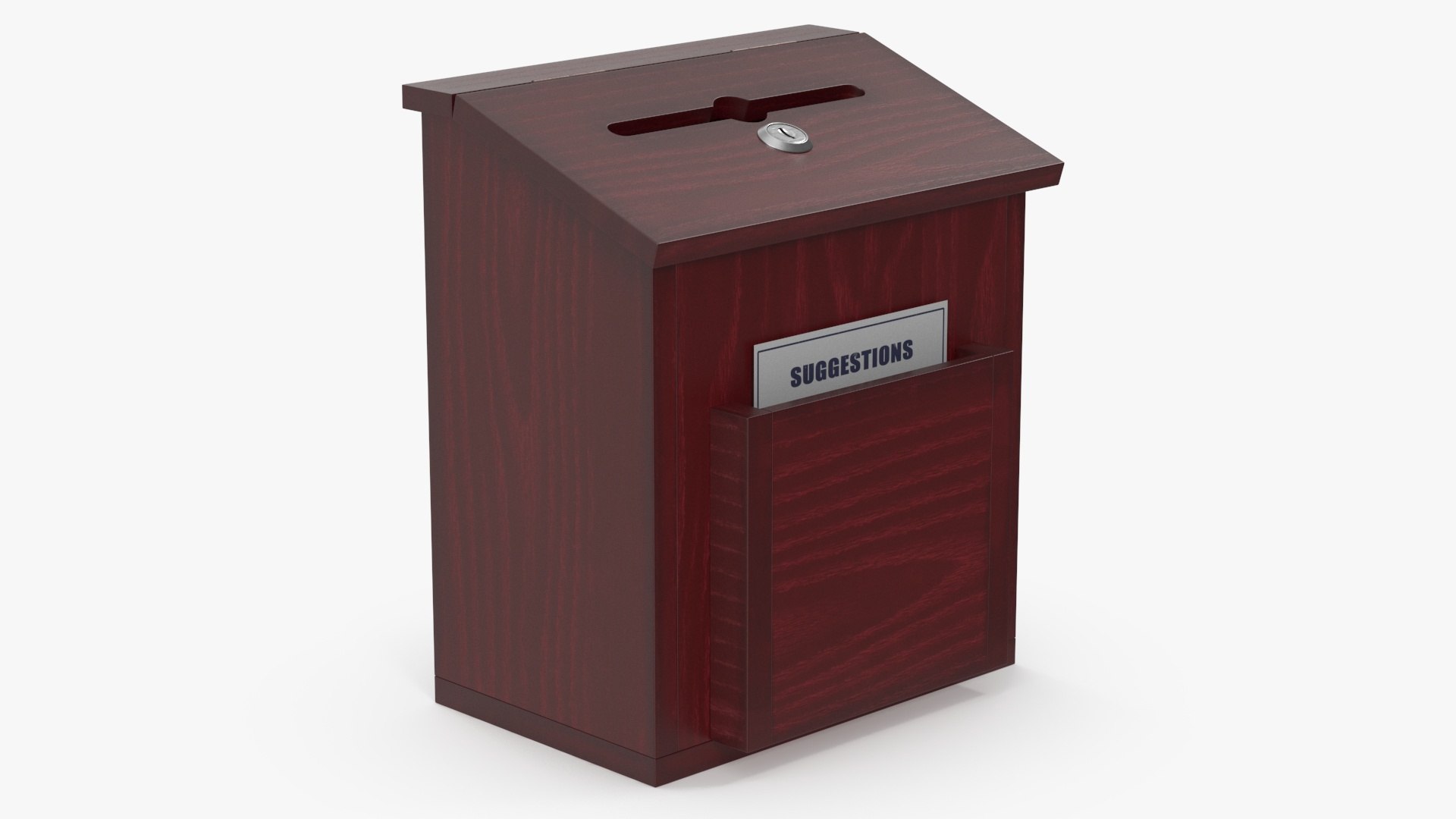 3D Red Wood Locking Suggestion Box With Card Model - TurboSquid 2209234