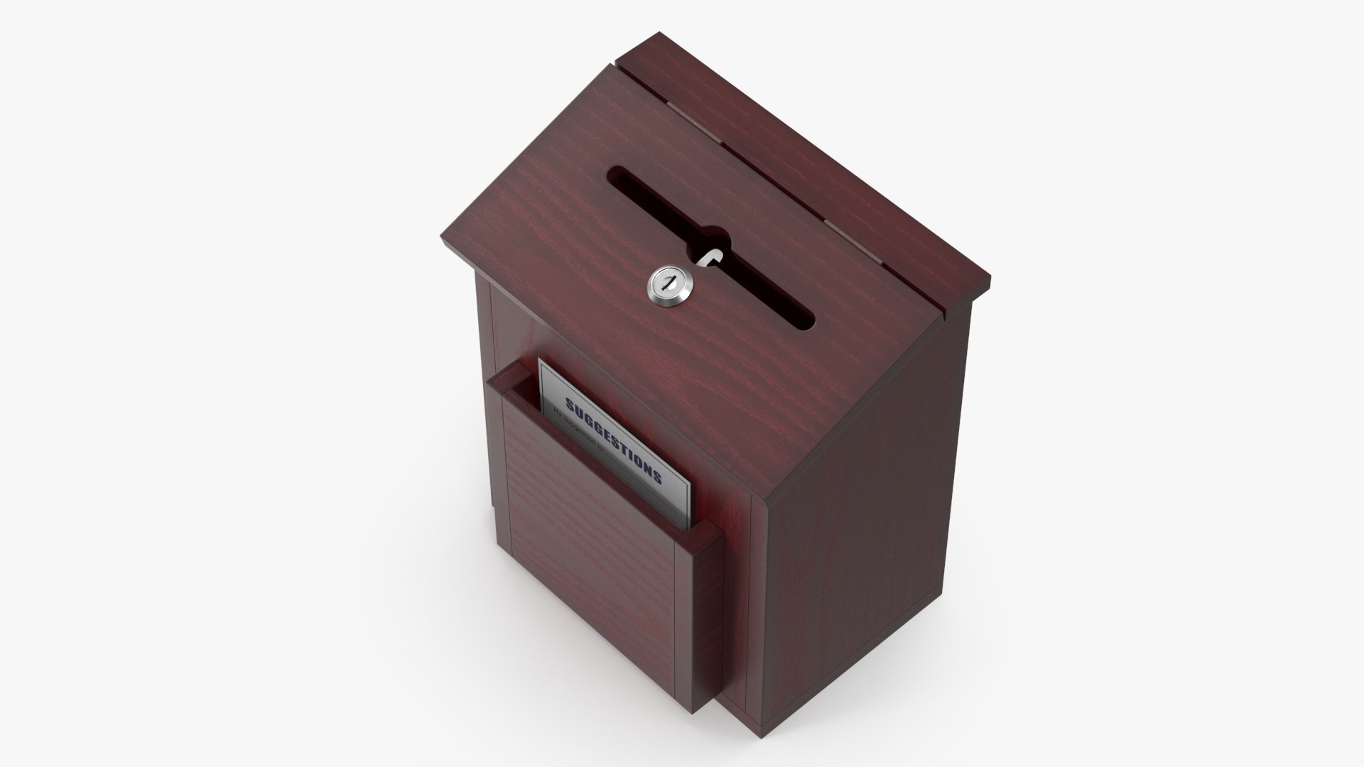 3D Red Wood Locking Suggestion Box With Card Model - TurboSquid 2209234