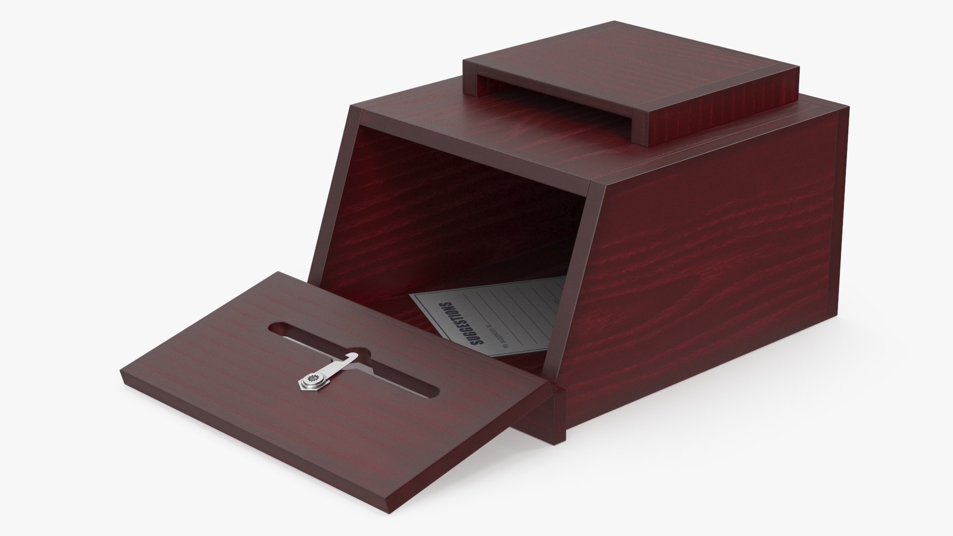 3D Red Wood Locking Suggestion Box With Card Model - TurboSquid 2209234