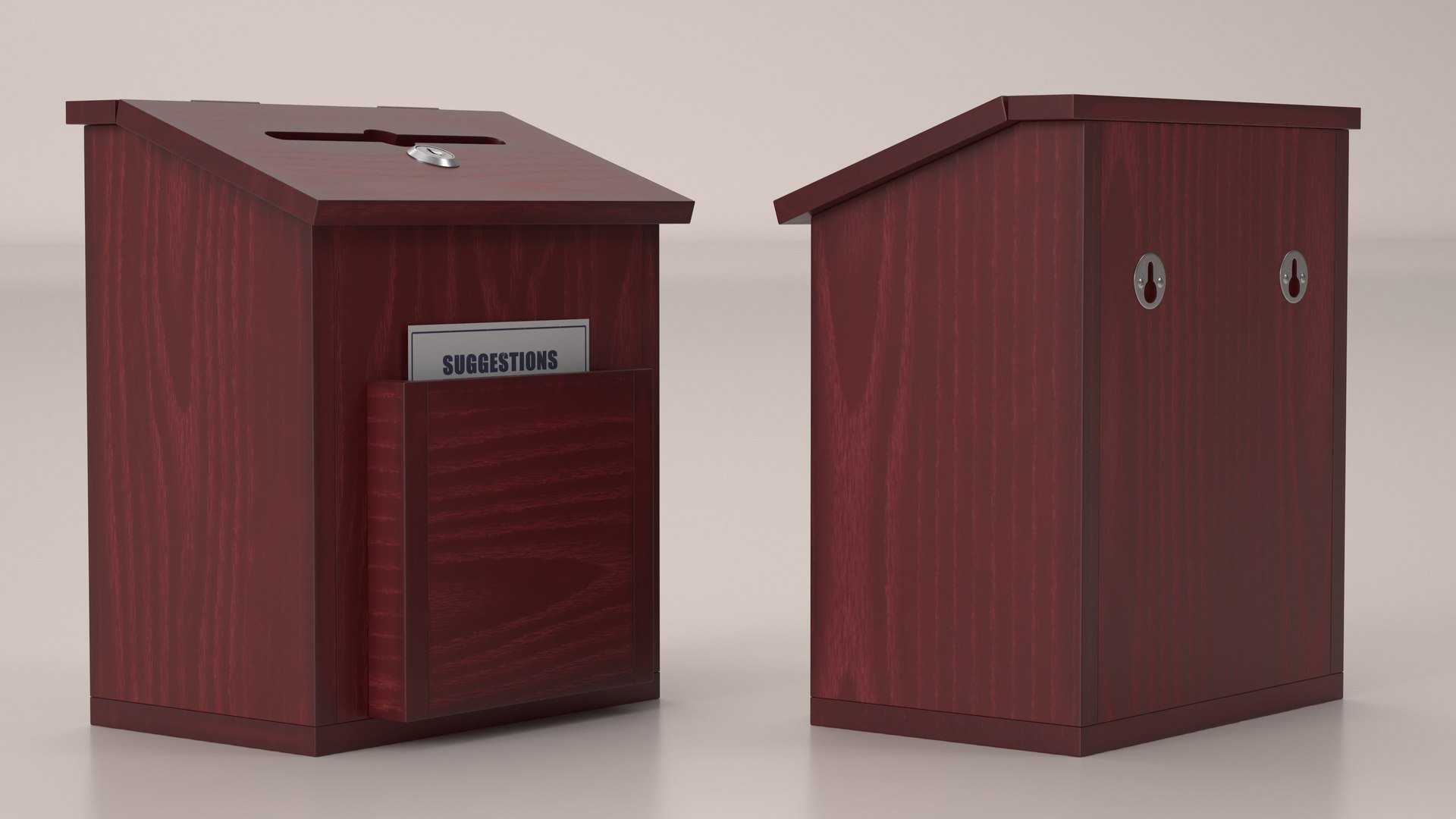3D Red Wood Locking Suggestion Box With Card Model - TurboSquid 2209234