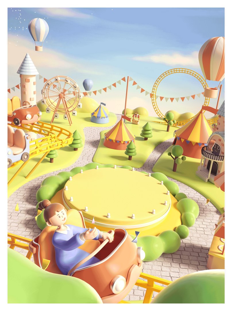 3D Cartoon amusement park cartoon - TurboSquid 2077301