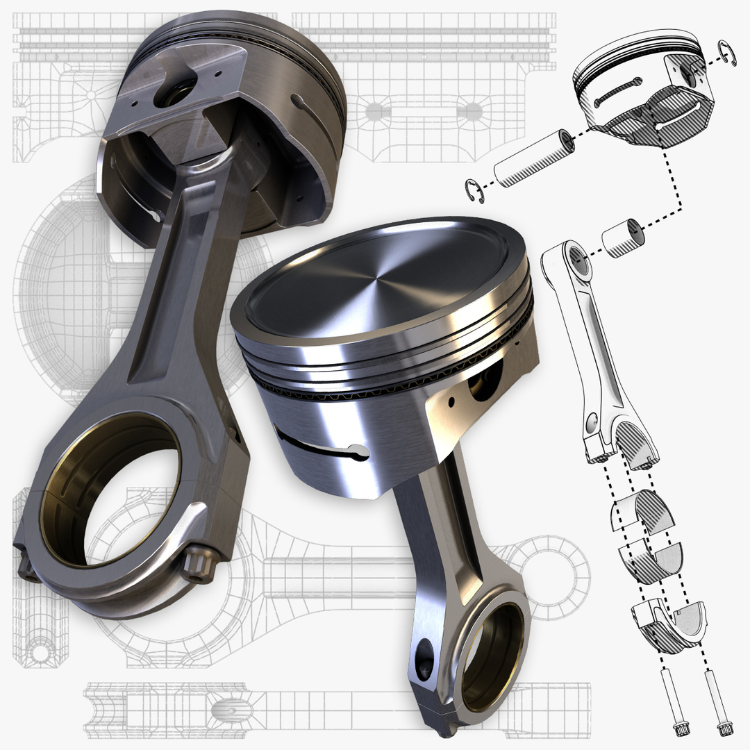 3d model of piston assembly