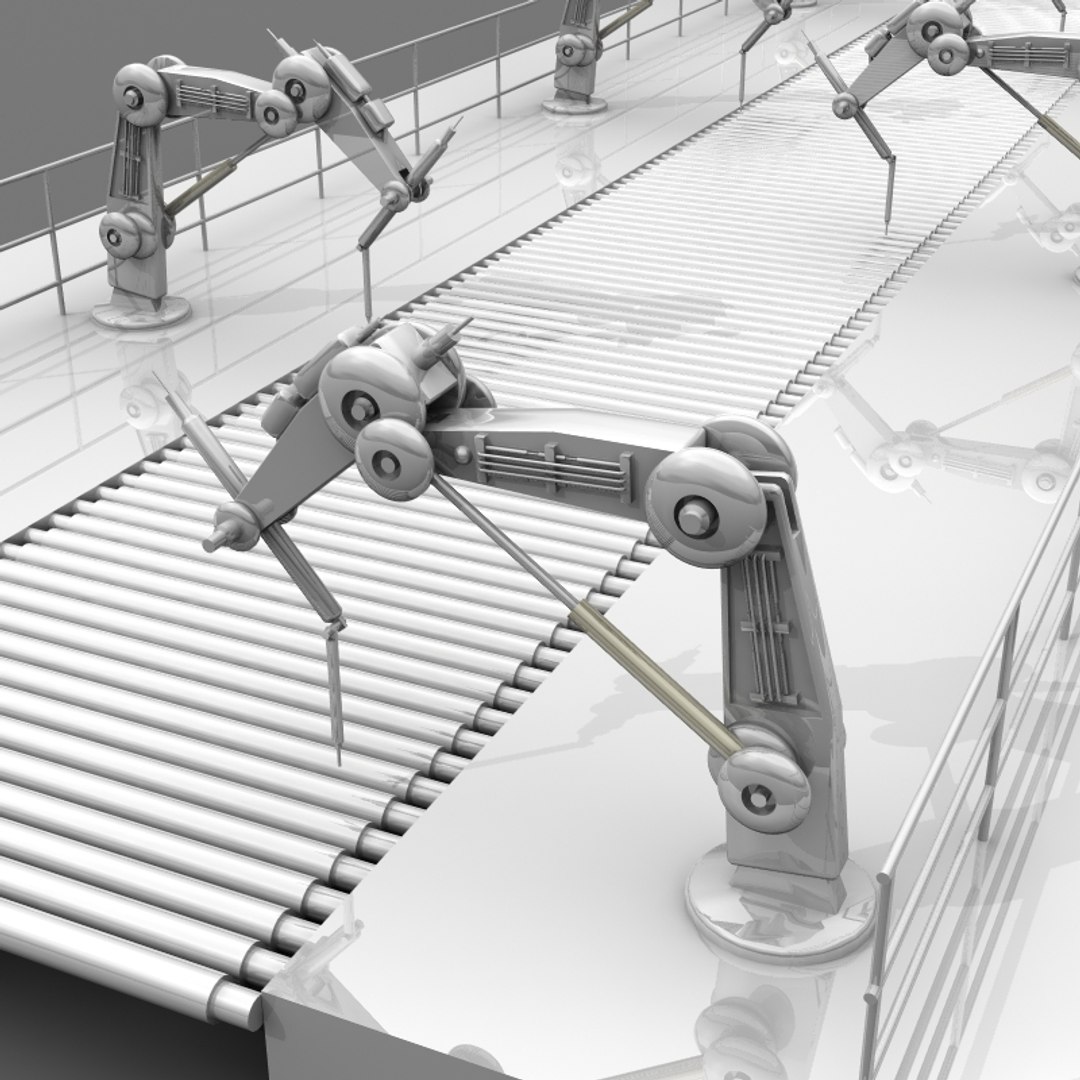 lwo automated assembly line robotic arms