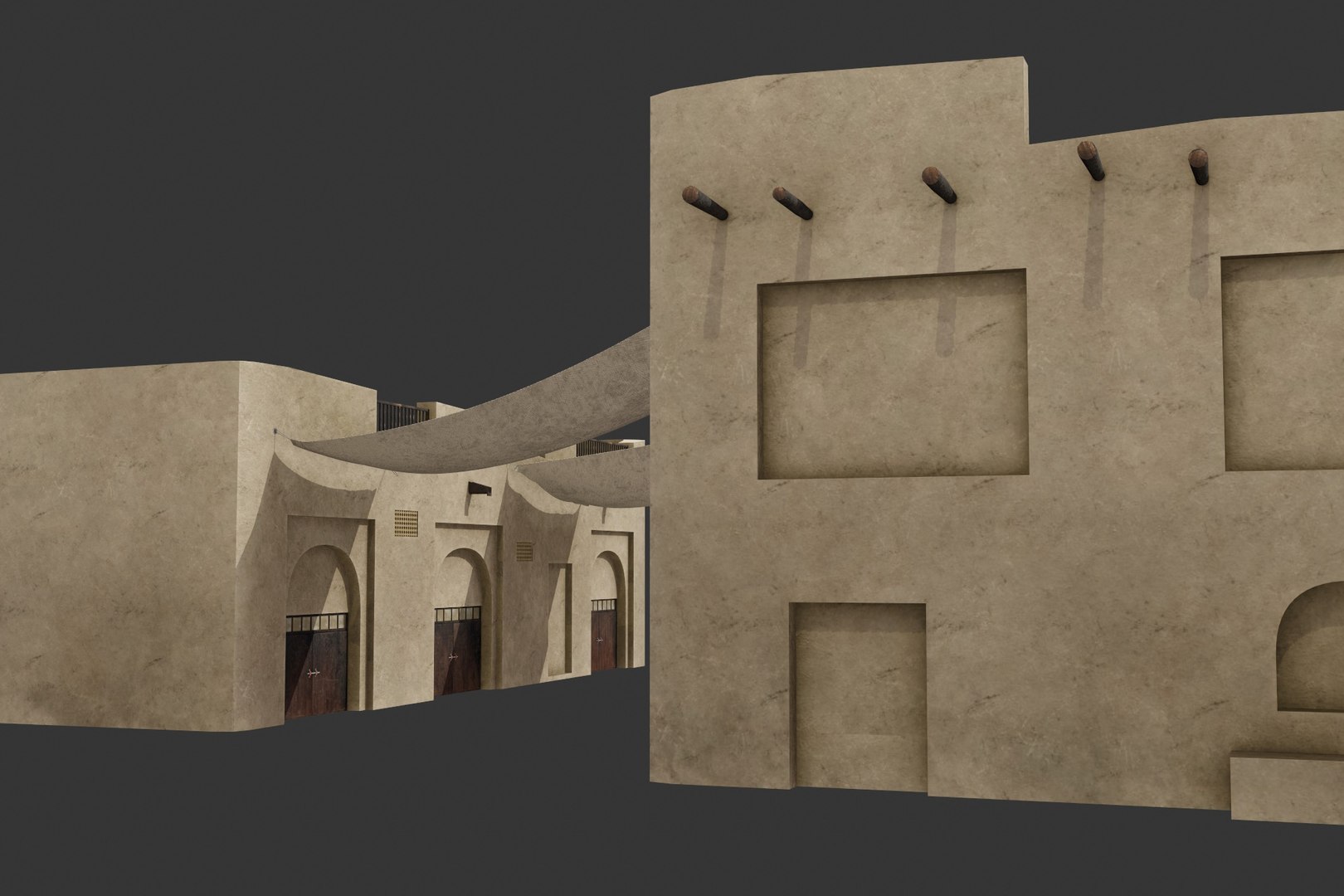 3 Lowpoly Arabian Middle East Building Model - TurboSquid 2068375