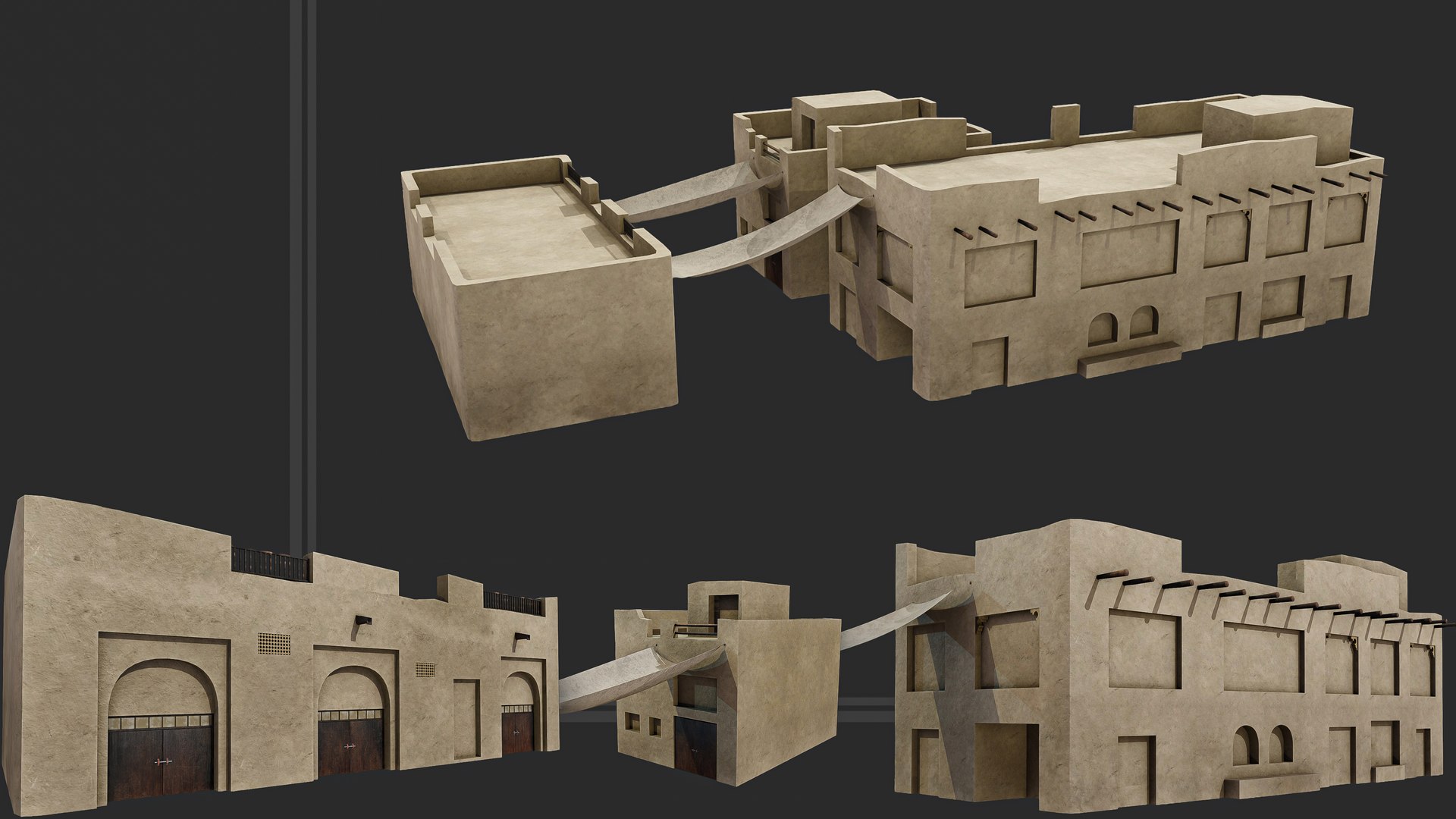3 Lowpoly Arabian Middle East Building Model - TurboSquid 2068375