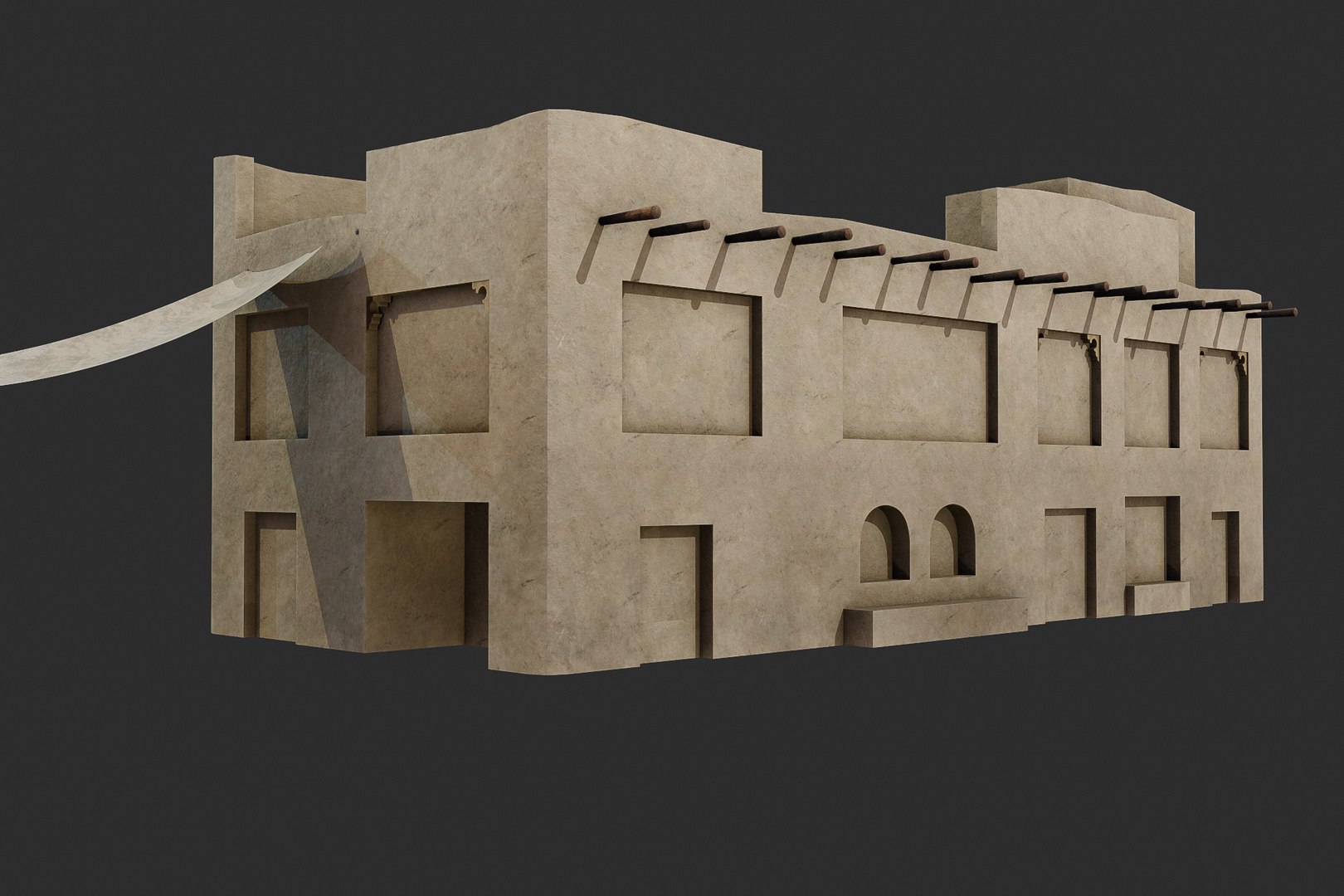 3 Lowpoly Arabian Middle East Building Model - TurboSquid 2068375
