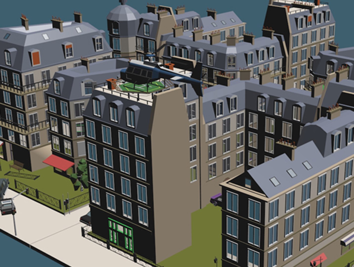 Houses Benches Cars 3D Model - TurboSquid 1215939