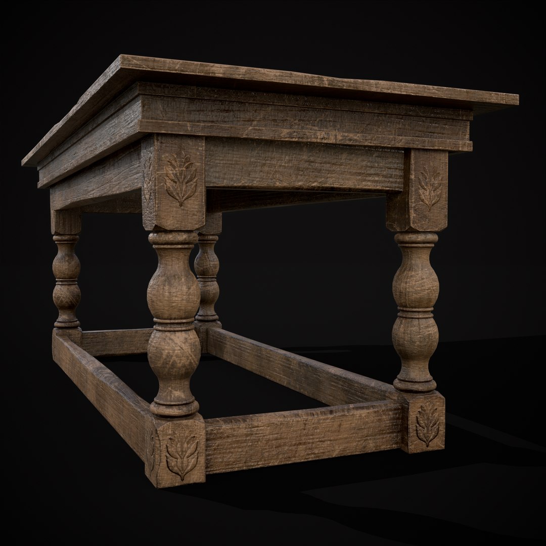 Renaissance Elegant Long Table 3D - TurboSquid 2103457