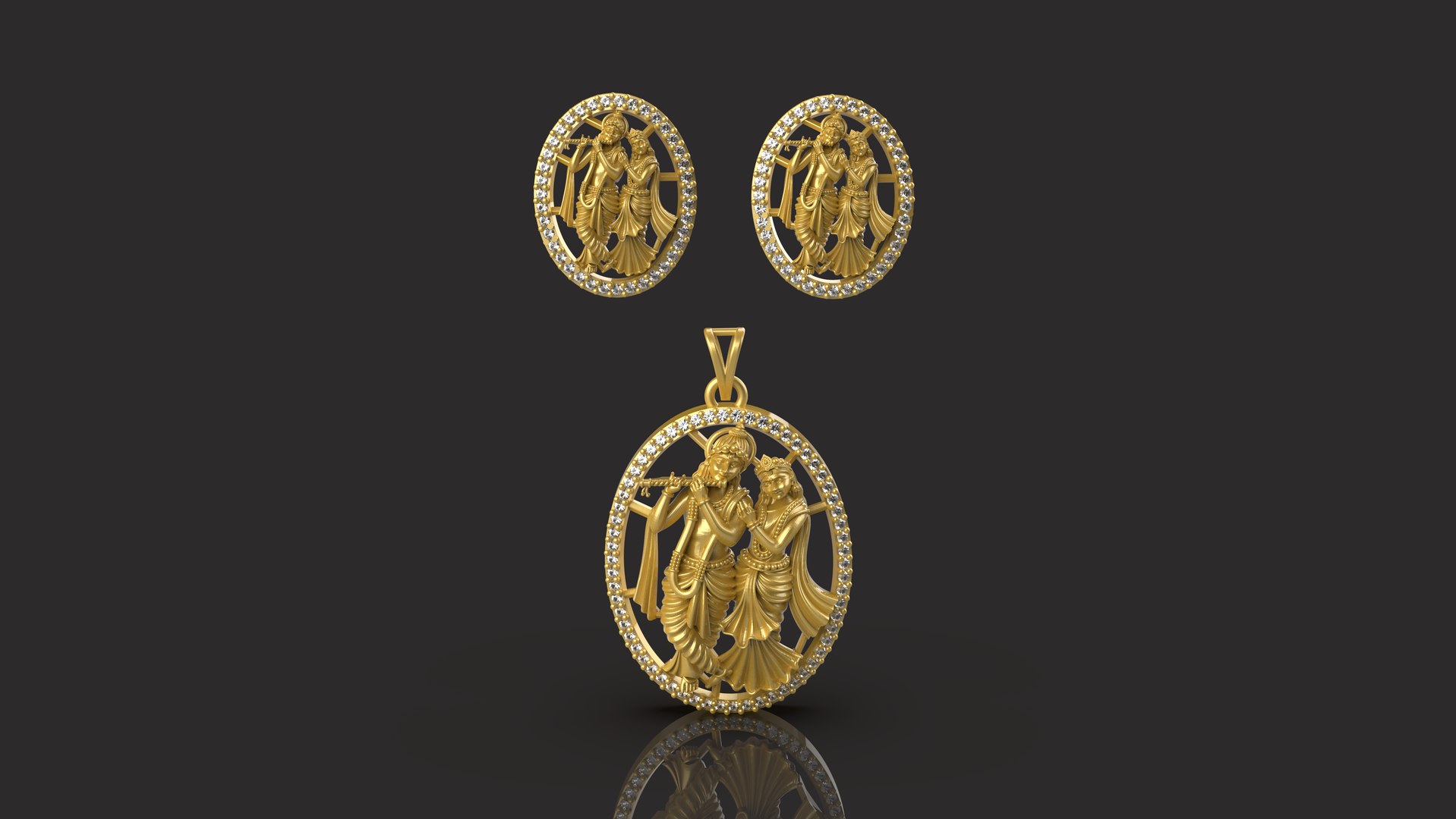 Radha Krishna Pendant -0053 3D - TurboSquid 2324427