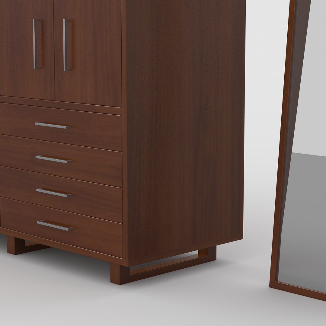 3d Model Of Closet Cherry Wood