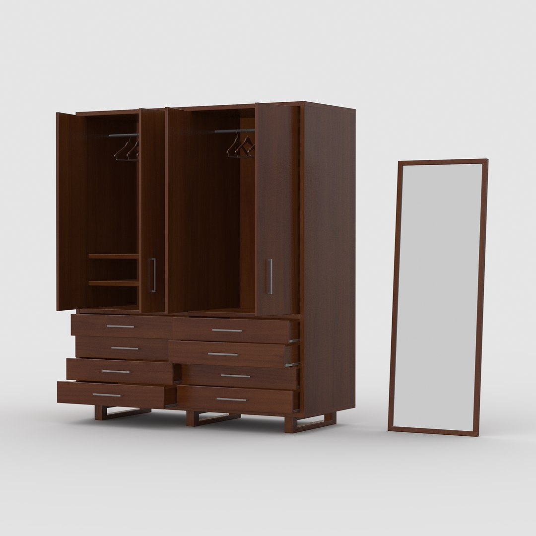 3d Model Of Closet Cherry Wood
