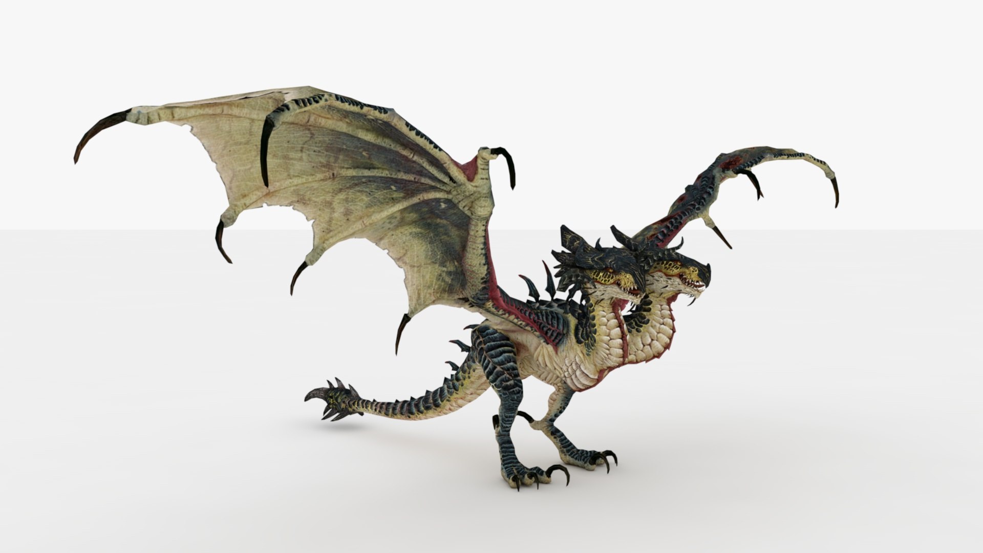 Two Head Dragon Wyvern Rigged And Animated Model - TurboSquid 2376459