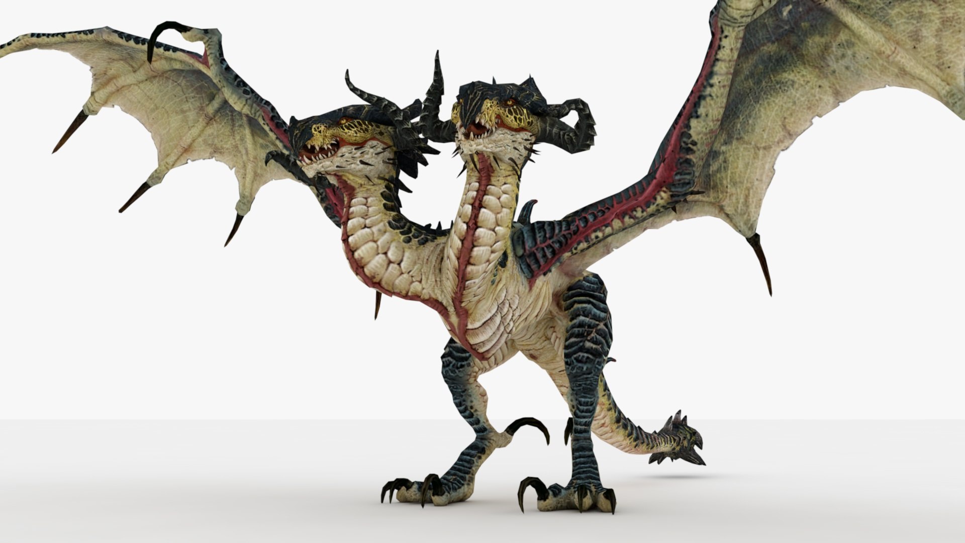 Two Head Dragon Wyvern Rigged And Animated Model - TurboSquid 2376459