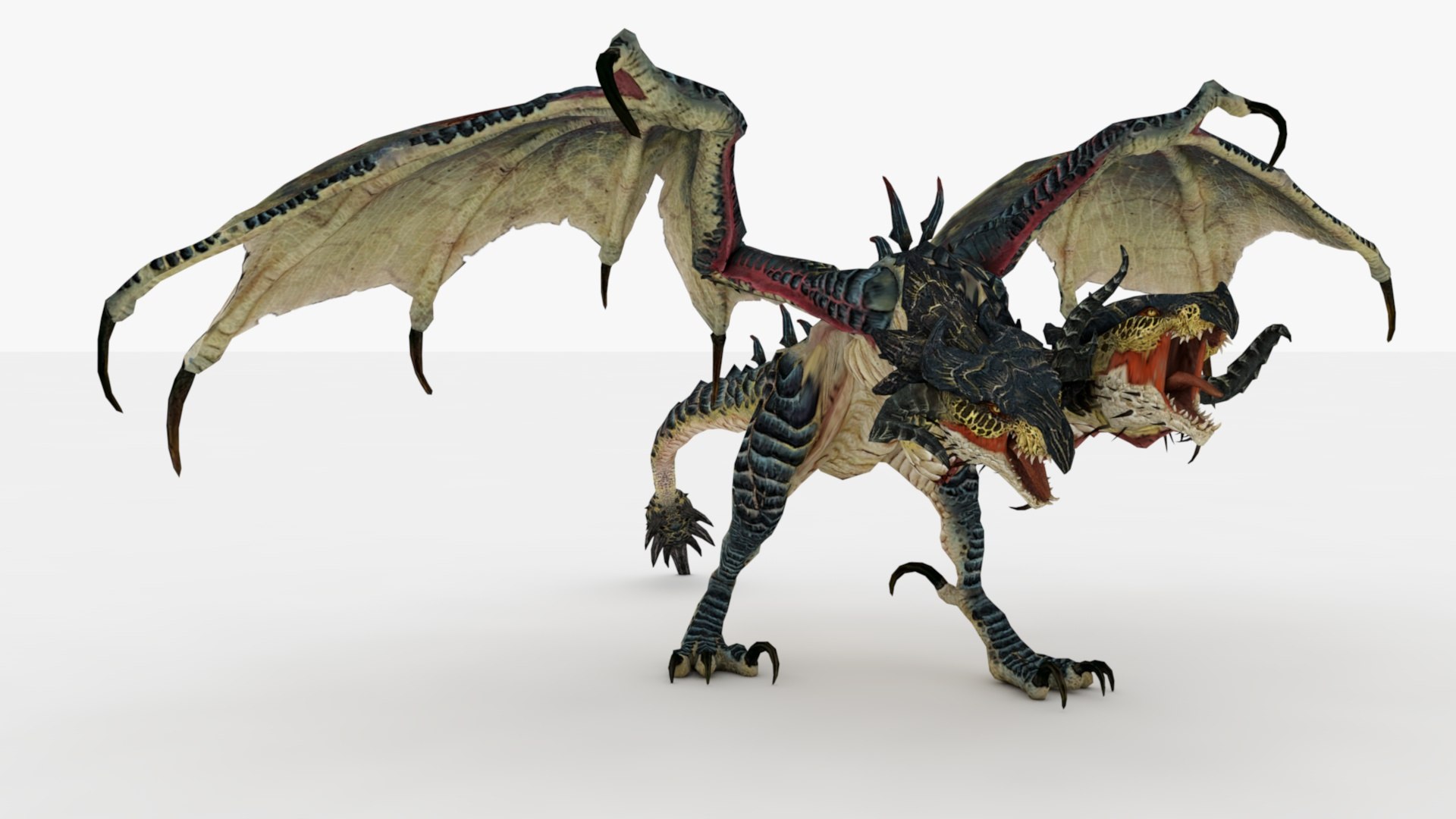 Two Head Dragon Wyvern Rigged And Animated Model - TurboSquid 2376459