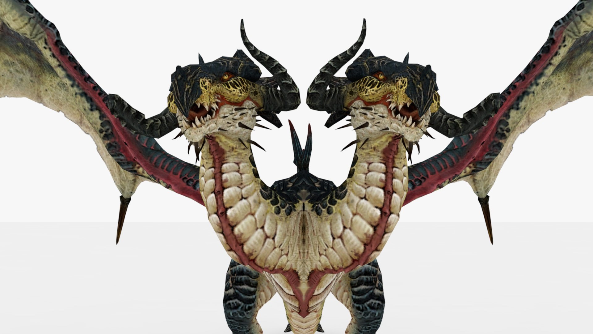 Two Head Dragon Wyvern Rigged And Animated Model - TurboSquid 2376459