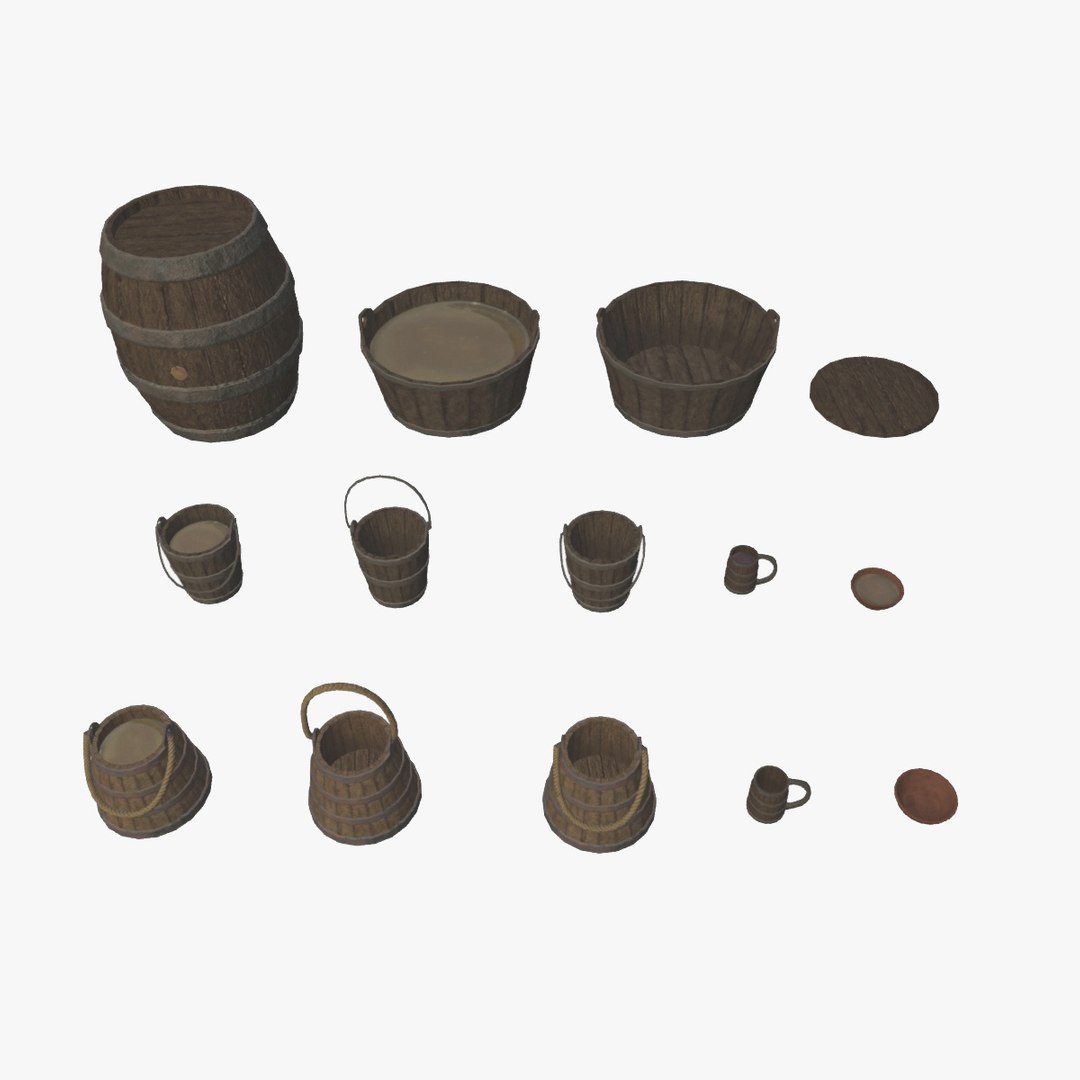 3D Medieval Fantasy Pirate Containers Buckets Mugs Collection ...