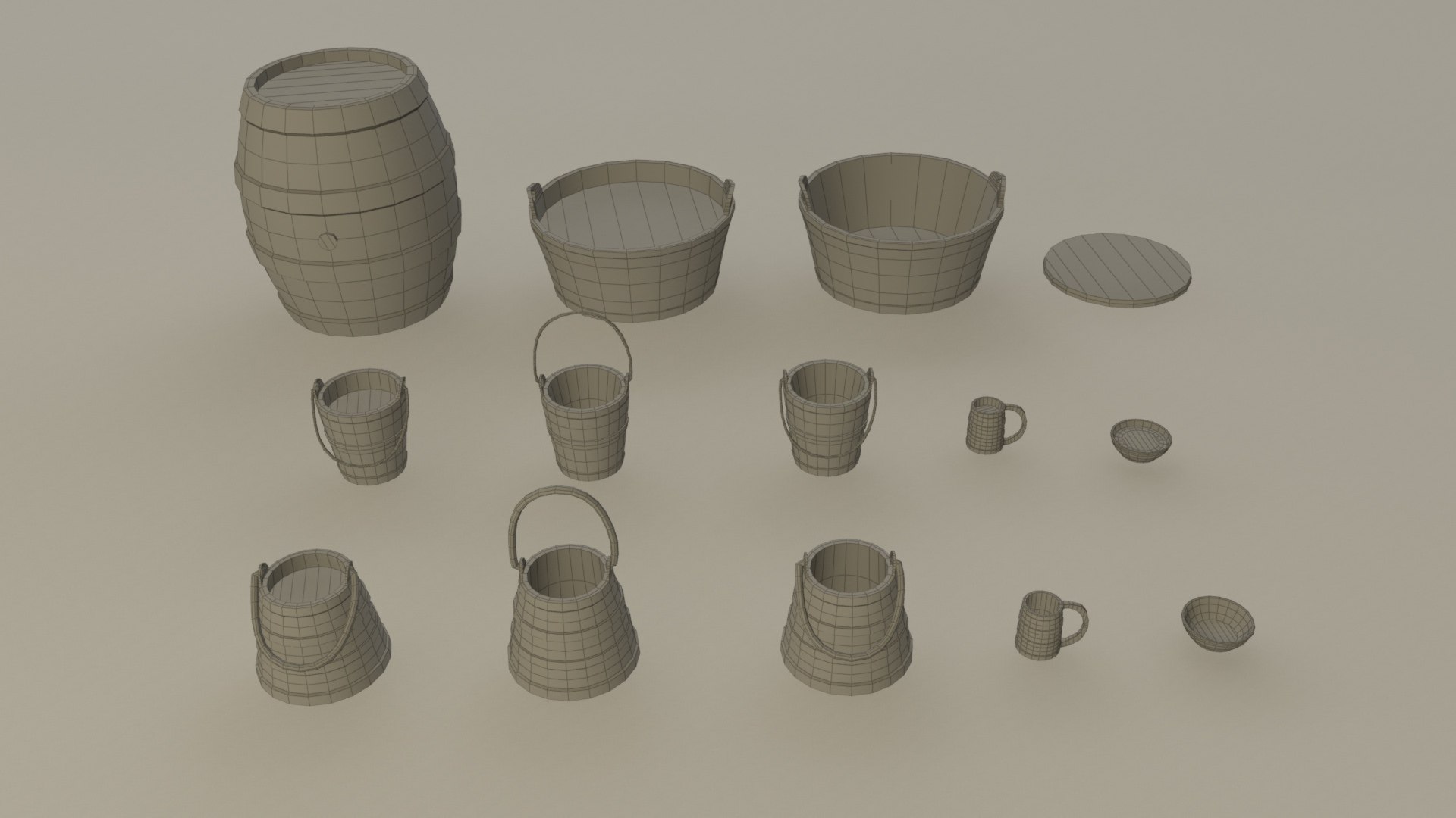 3D Medieval Fantasy Pirate Containers Buckets Mugs Collection ...