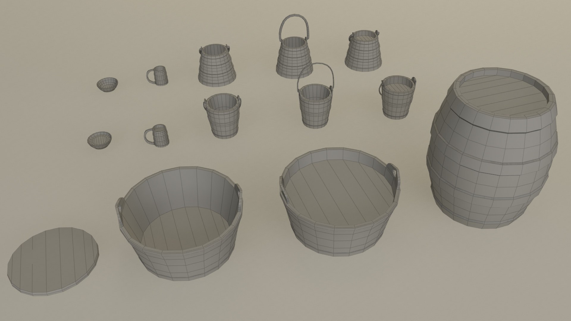 3D Medieval Fantasy Pirate Containers Buckets Mugs Collection ...