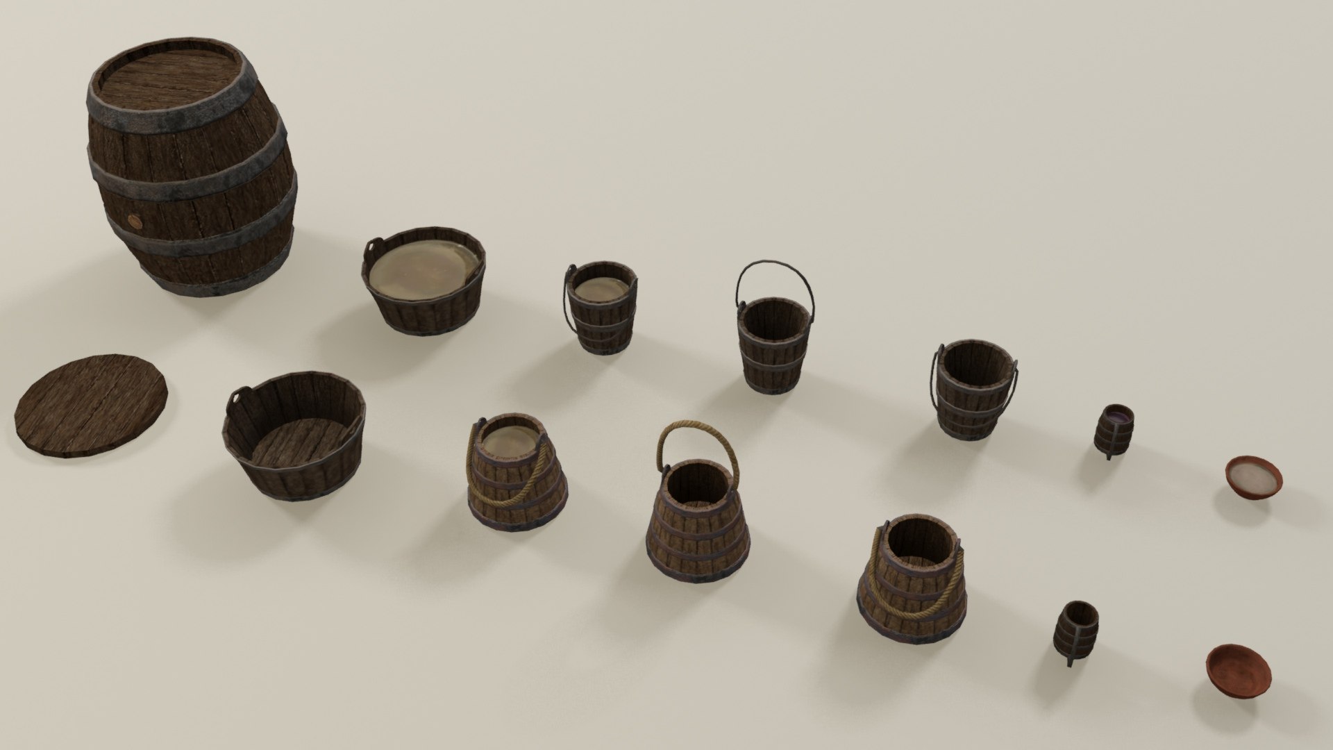 3D Medieval Fantasy Pirate Containers Buckets Mugs Collection ...