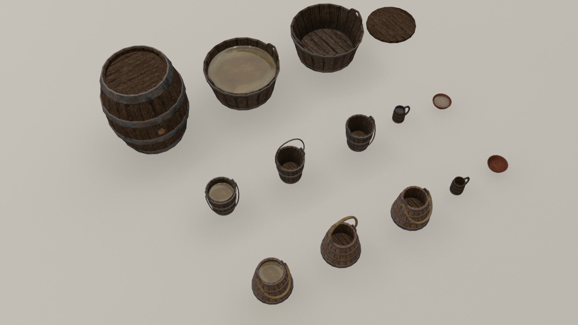 3D Medieval Fantasy Pirate Containers Buckets Mugs Collection ...