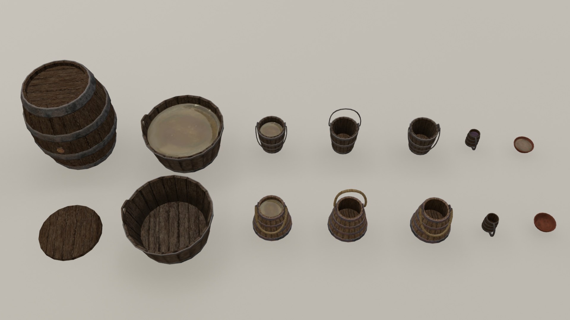 3D Medieval Fantasy Pirate Containers Buckets Mugs Collection ...