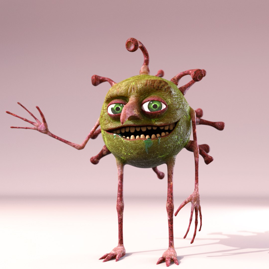 3D Model Cartoon Virus Character - TurboSquid 1535386