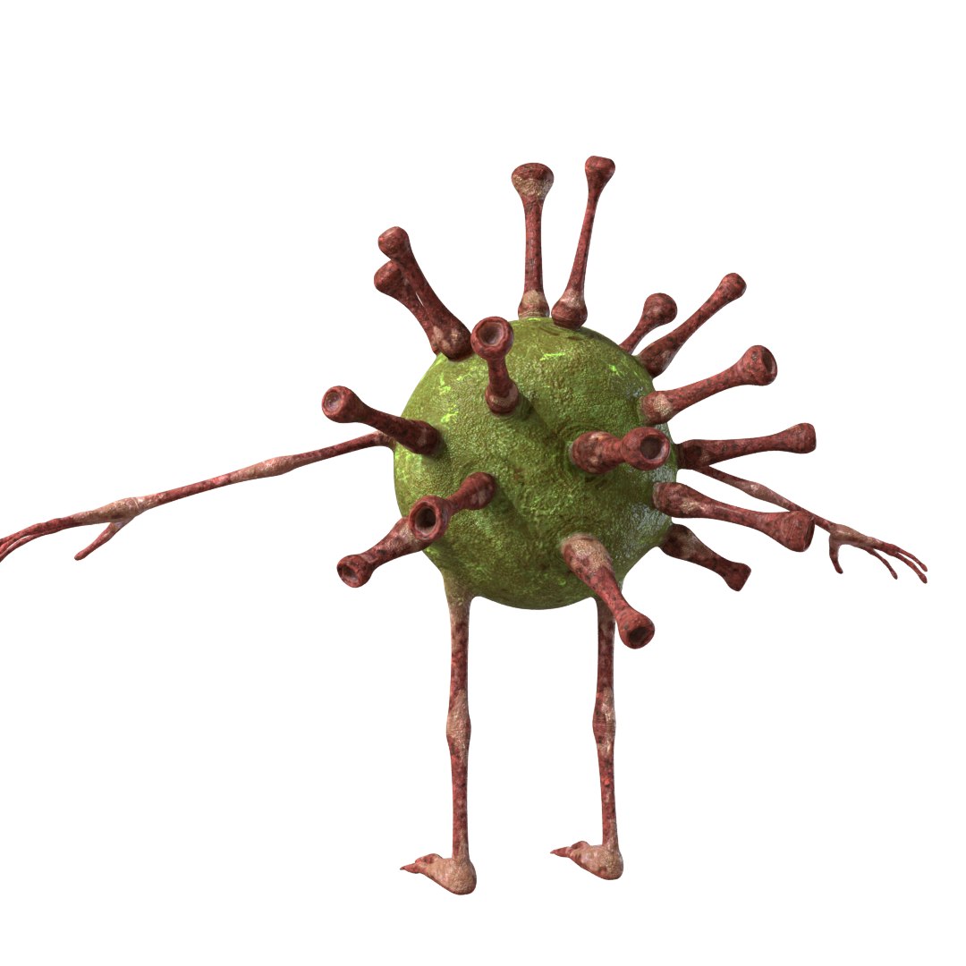 3D Model Cartoon Virus Character - TurboSquid 1535386